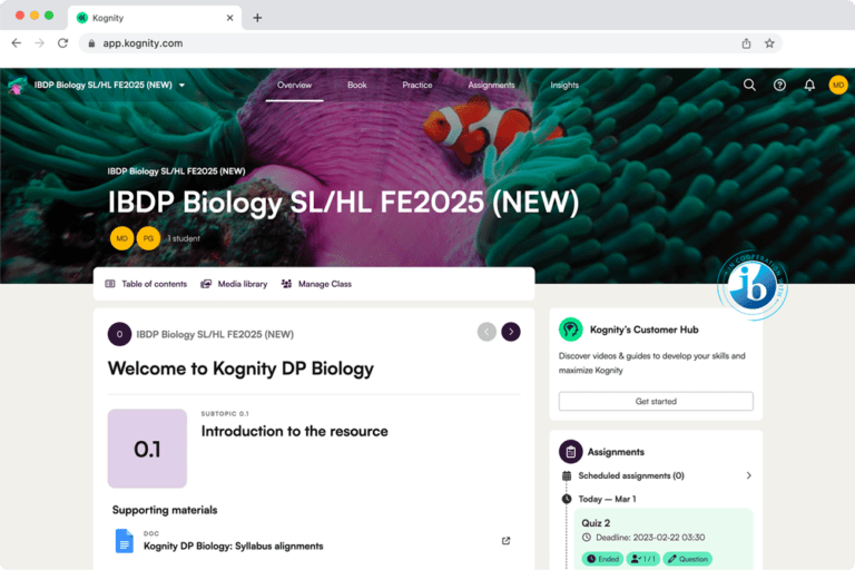 IB DP Biology digital textbook & assessment resources - Kognity