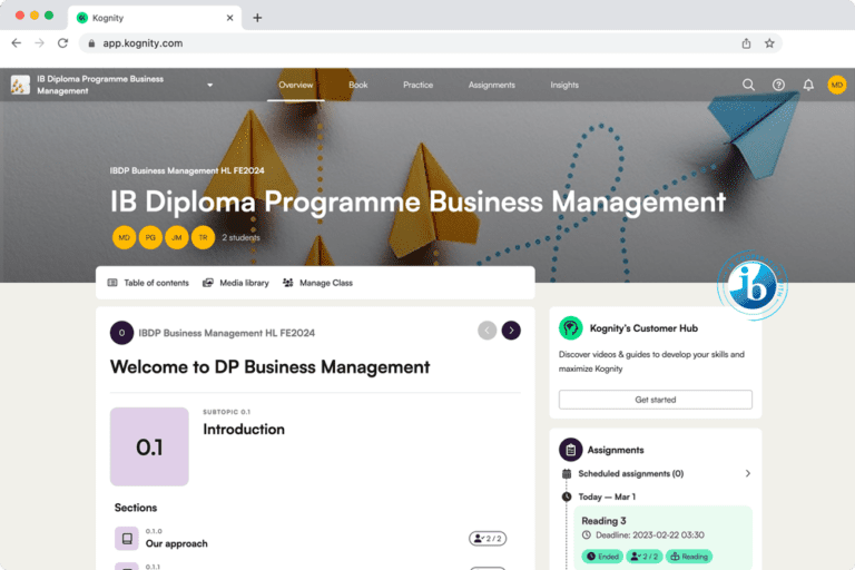 IB DP Business Management book & interactive content - Kognity