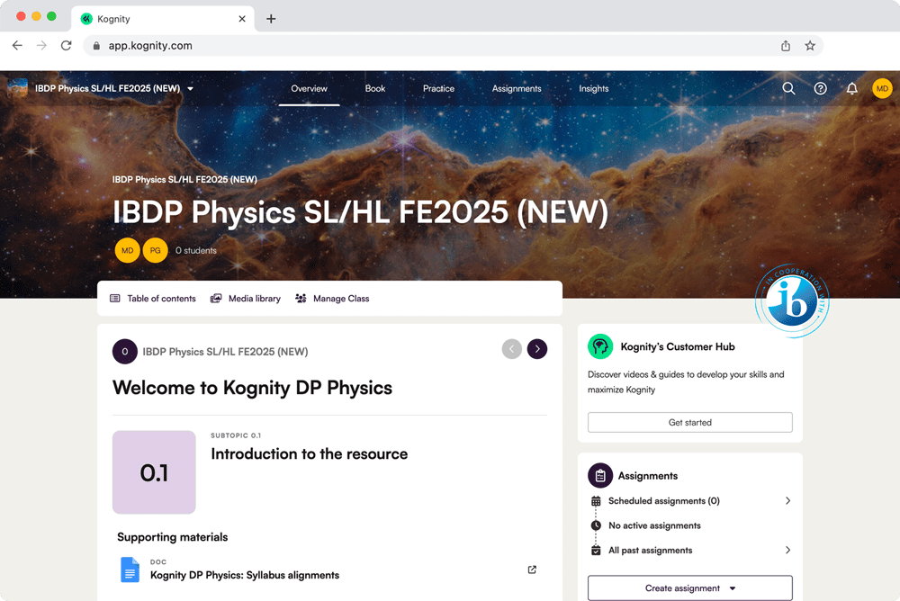 IB DP Physics digital textbook & assessment resources - Kognity
